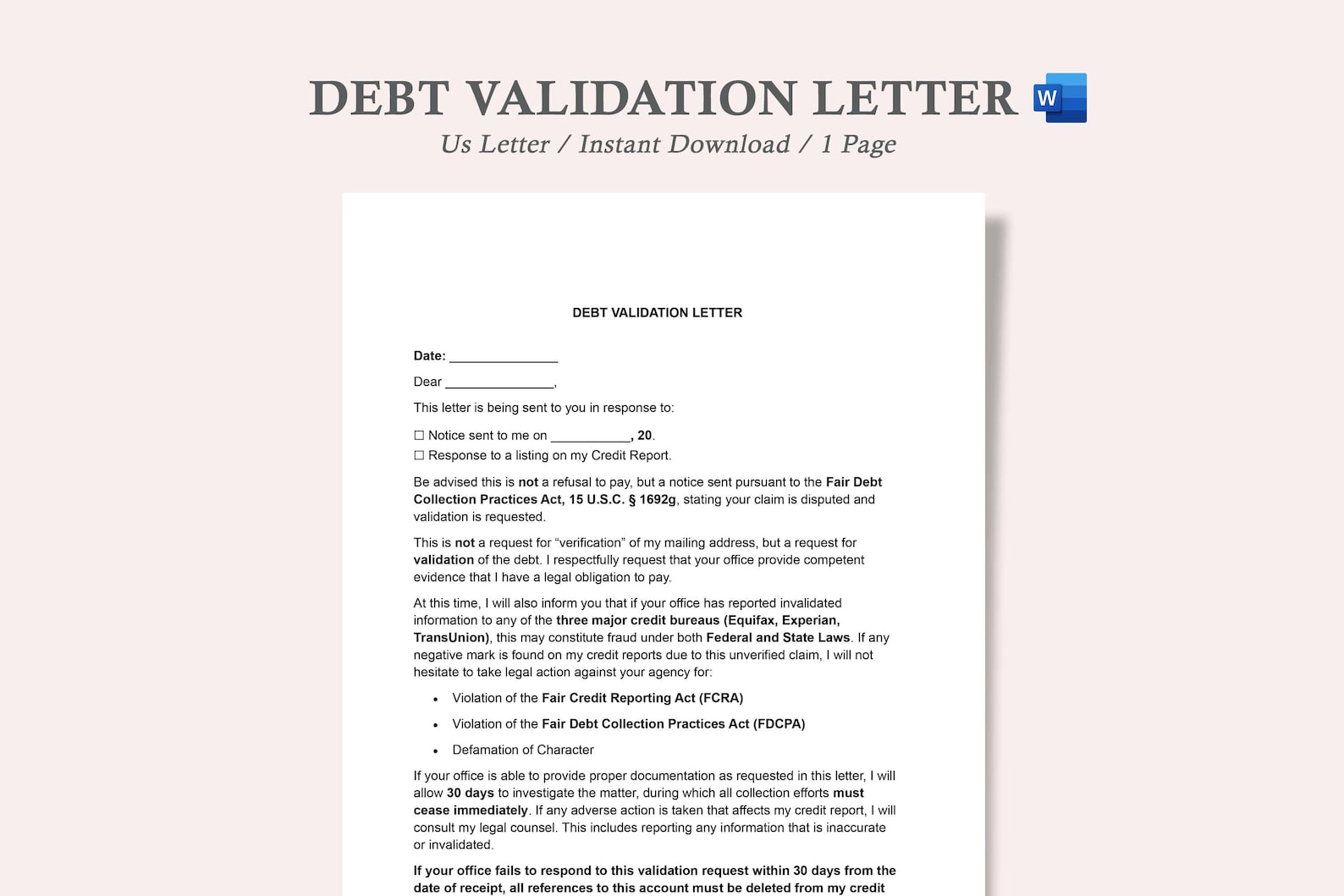 Debt Validation Letter,debt Validation Letter Template,debt Validation ...