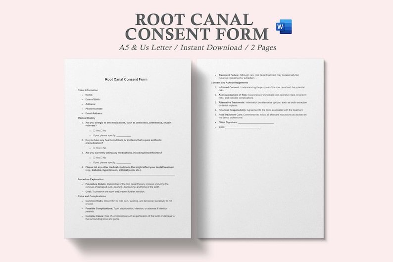 Root Canal Consent Form,root Canal Treatment Consent Form,dental ...