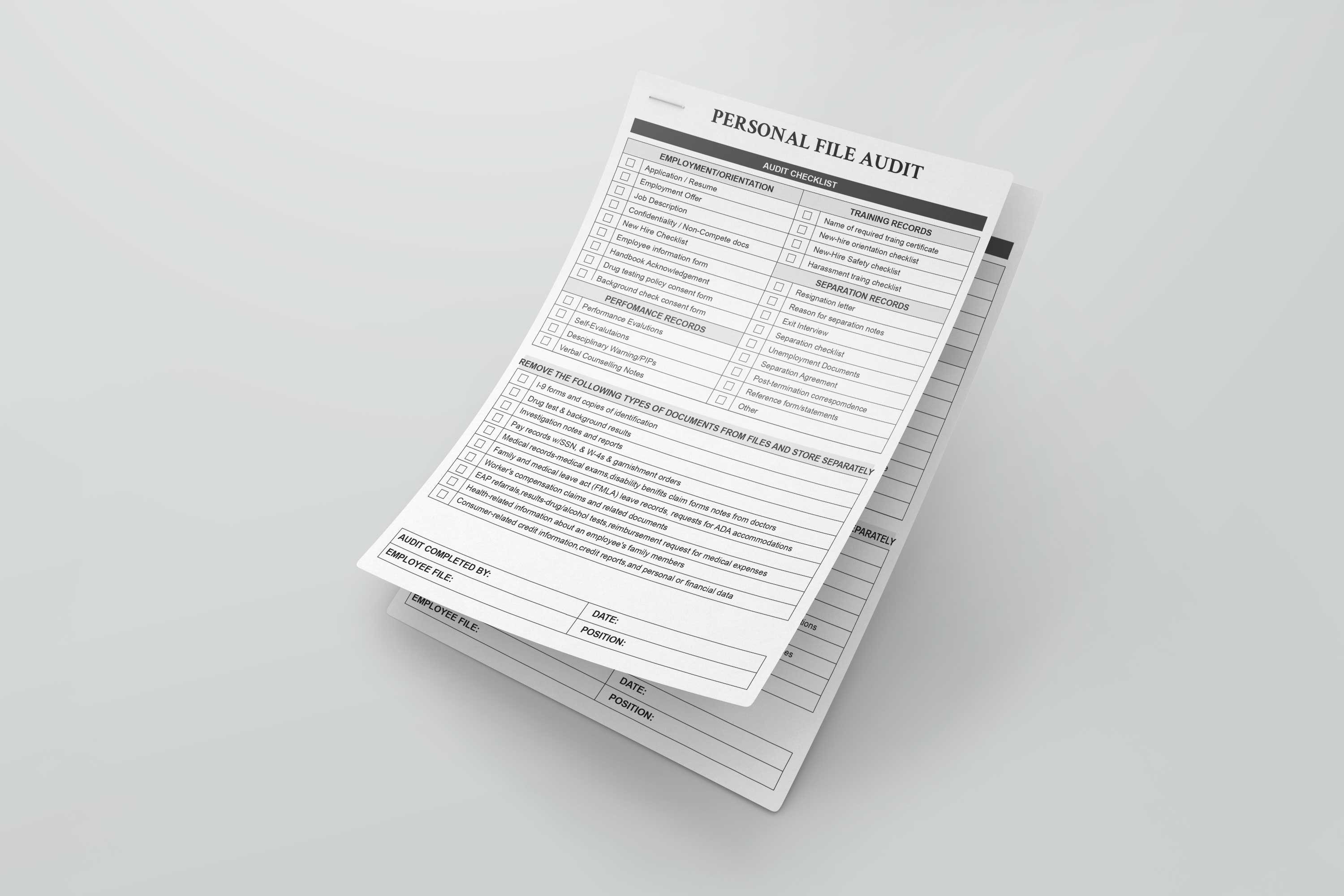 Employee File Audit Checklist Employee File Audit Template Audit File