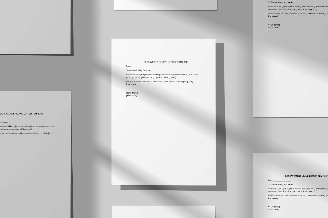 Bereavement Letter,bereavement Leave Letter,bereavement Letter for Work ...