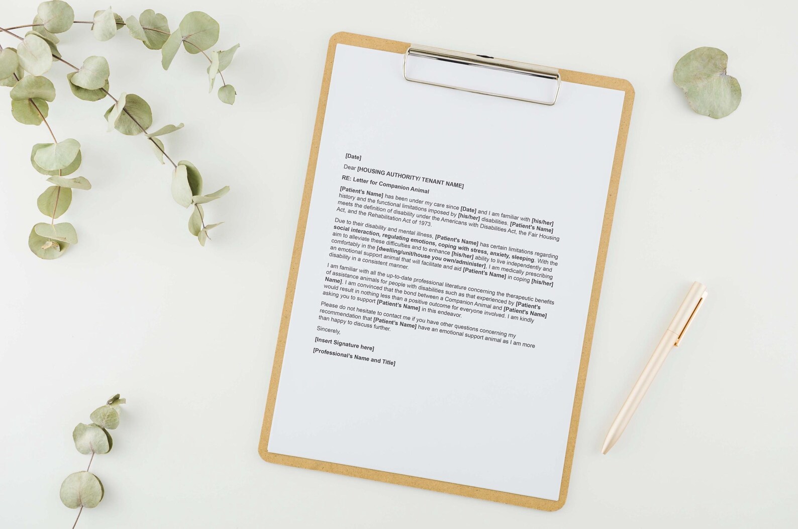 Emotional Support Animal Letter,esa Letter,esa Letter Template,esa ...