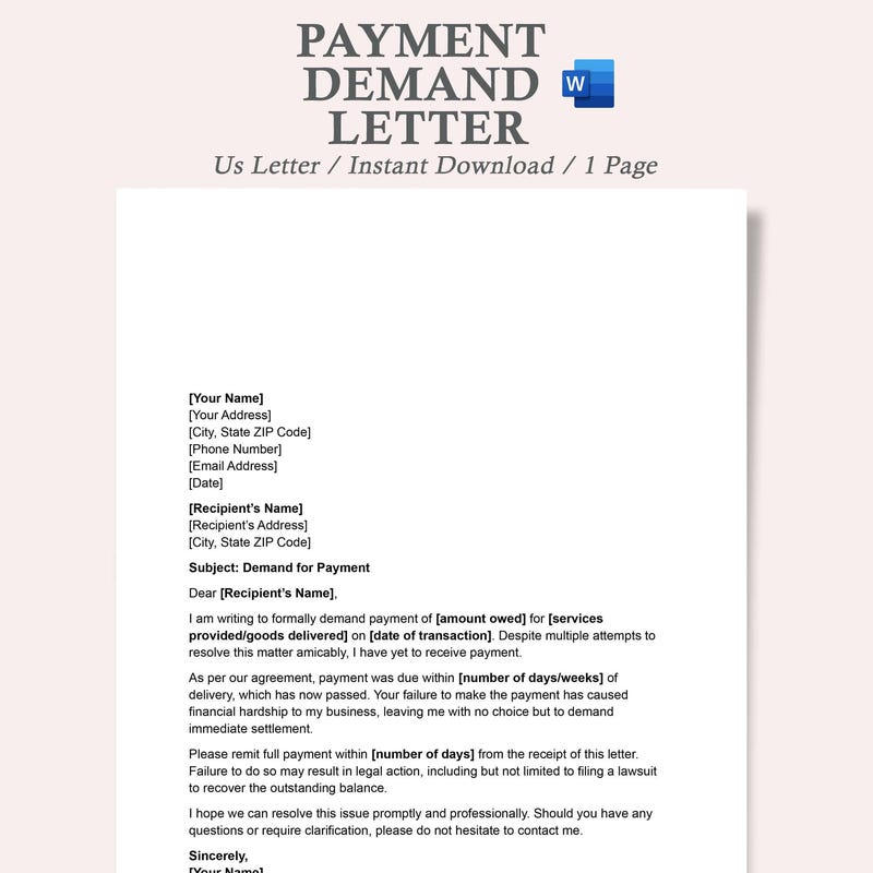 Payment Demand Letter - Etsy