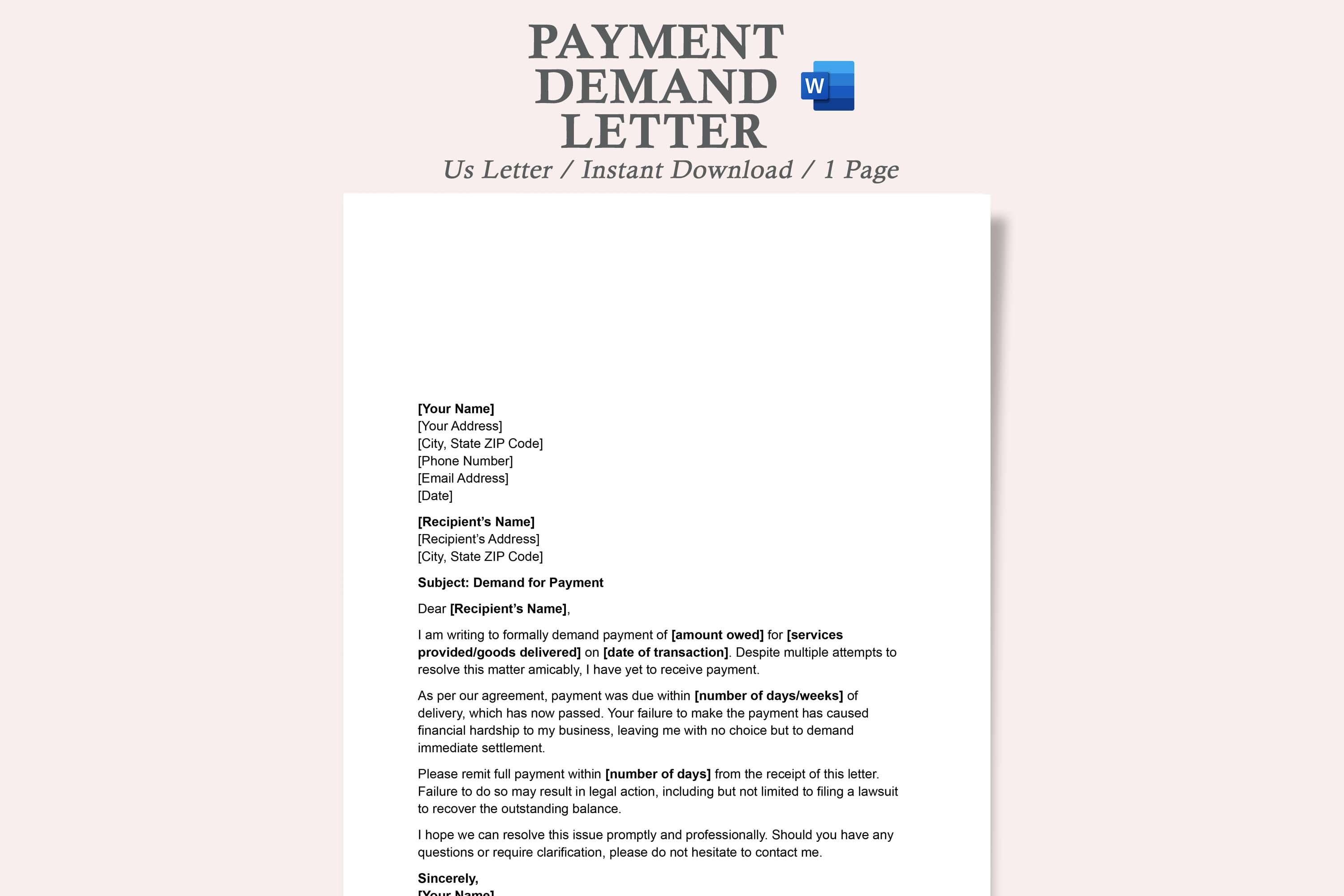 Payment Demand Letter,payment Demand Letter Template,sample Demand ...