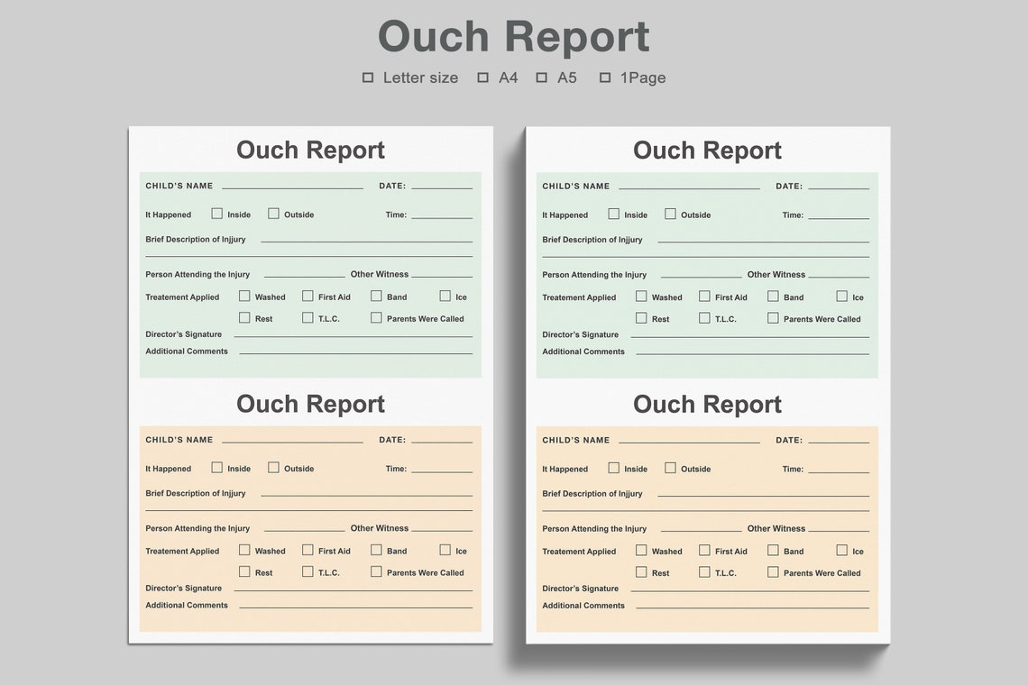 Ouch ReportDaycare ProviderStarting a DaycarePrintable | Etsy