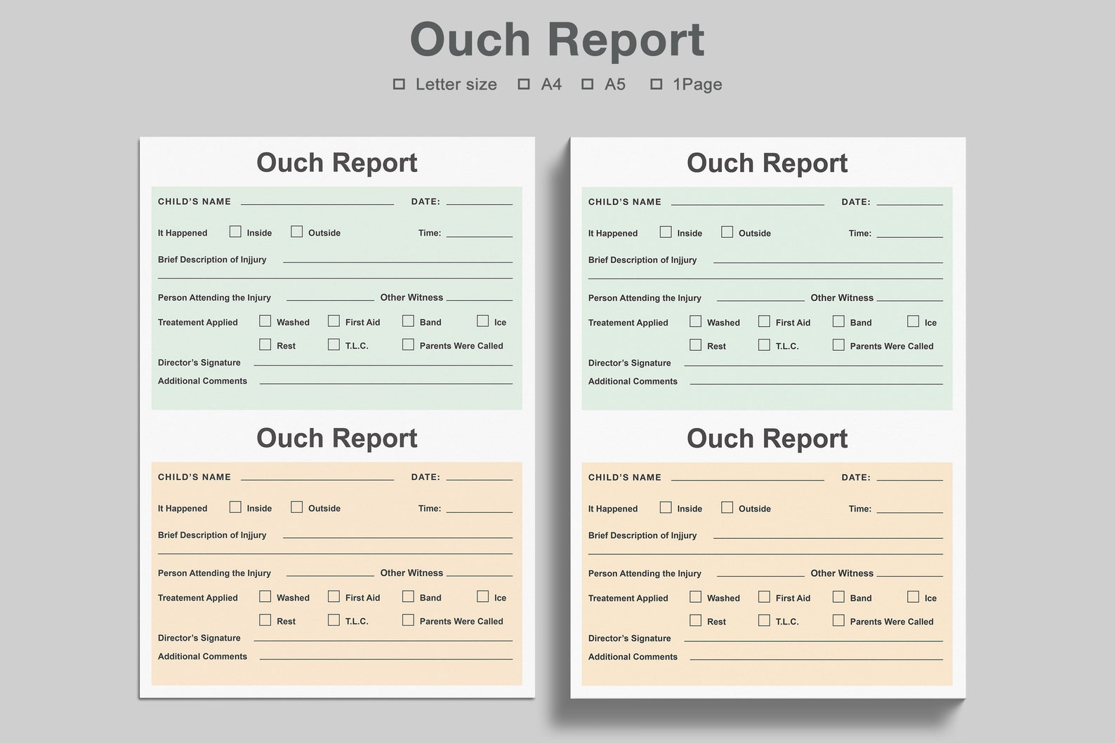 Ouch ReportDaycare ProviderStarting a DaycarePrintable | Etsy