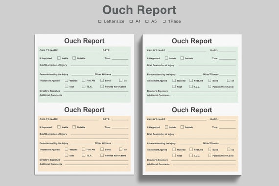 Ouch ReportDaycare ProviderStarting a DaycarePrintable | Etsy