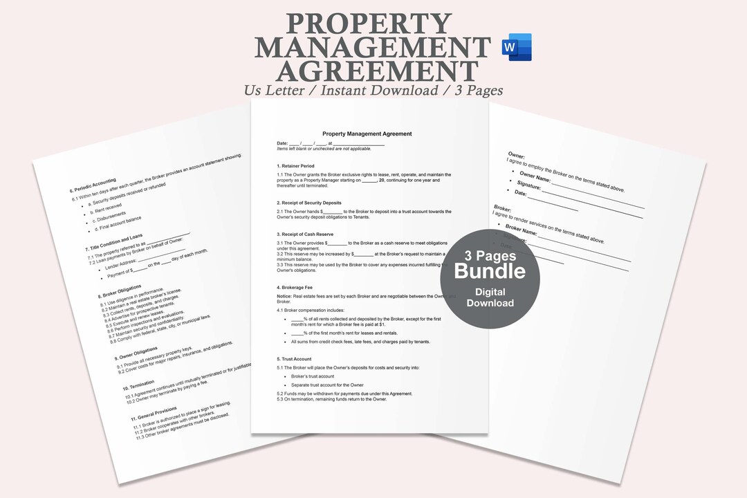 Property Management Agreement,standard Property Management Contract ...