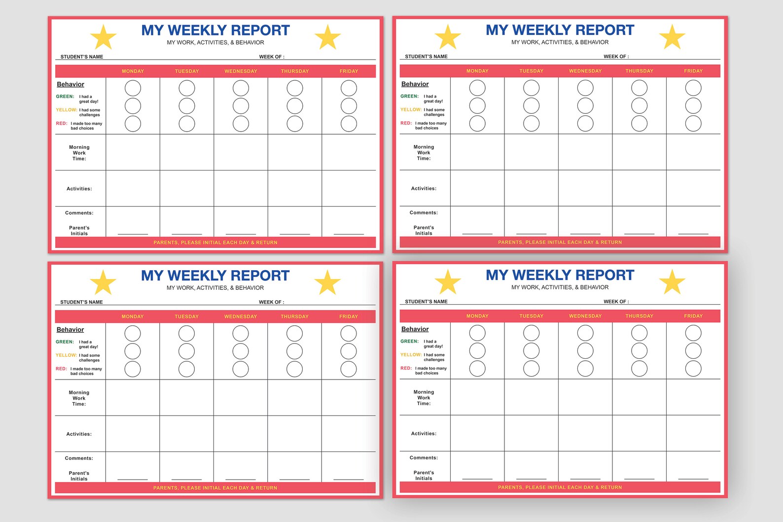 Preschool Weekly Report,weekly Preschool Log,preschool Report - Etsy
