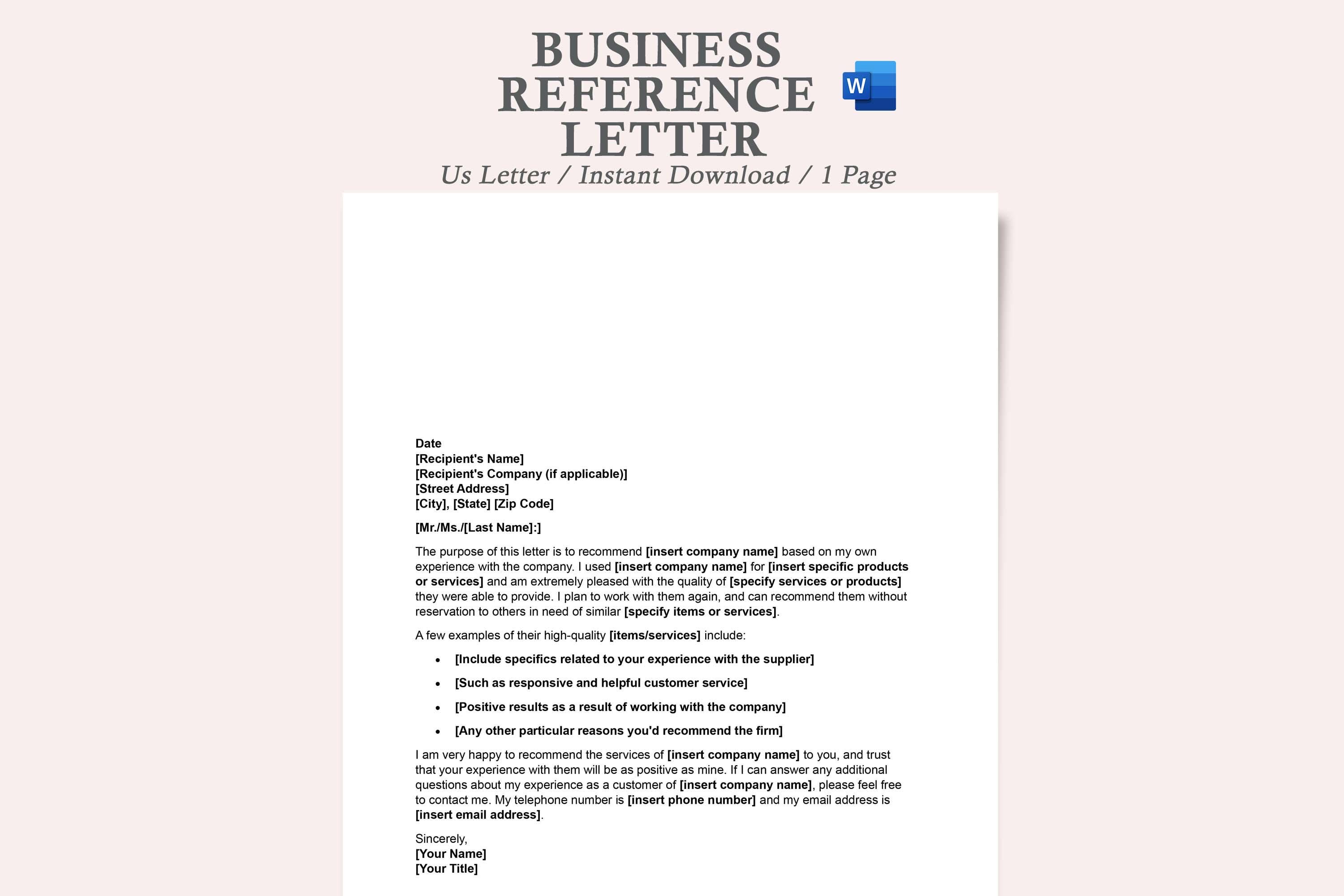 Business Reference Letter,business Reference Letter Template,business ...