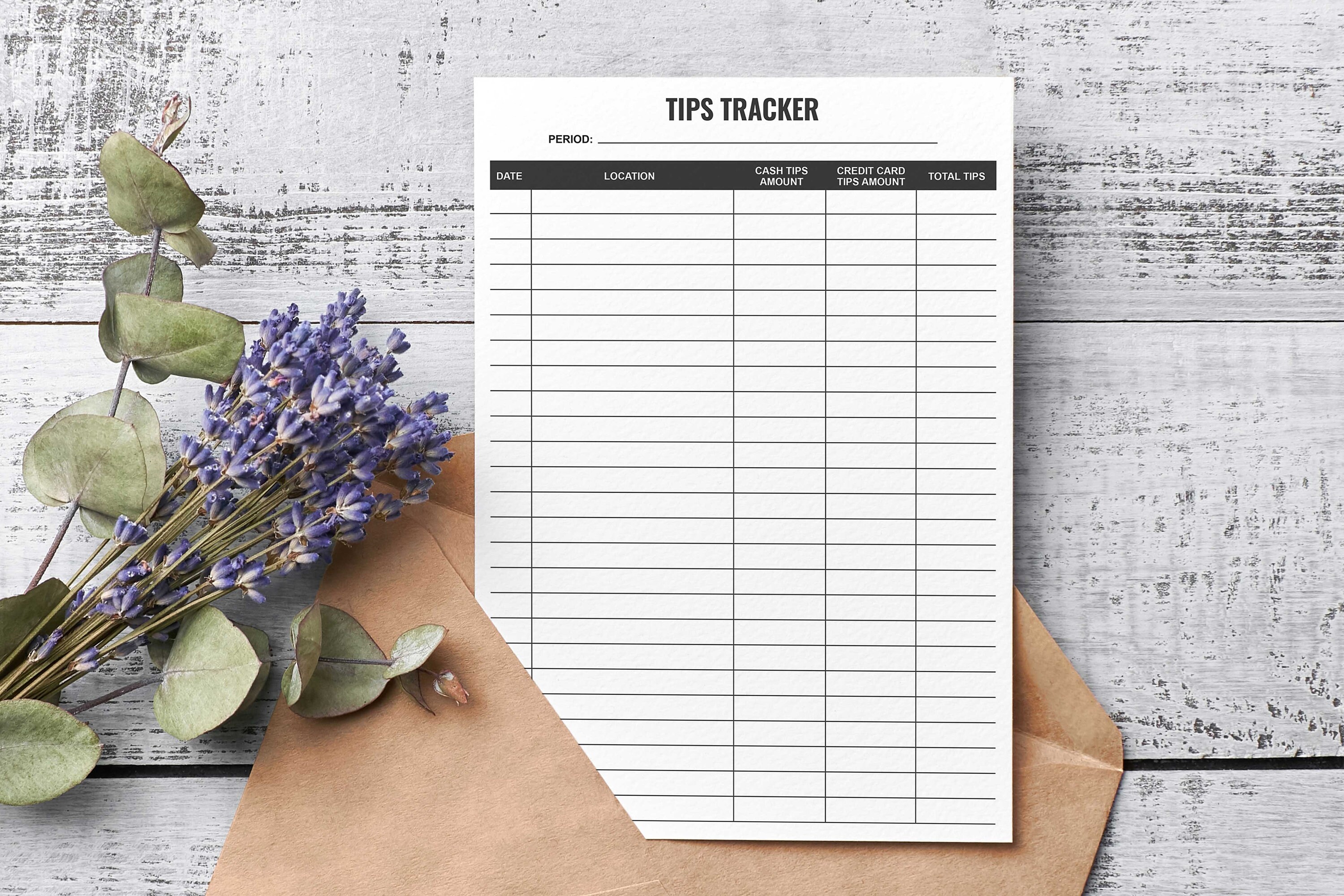 Tips Tracker,tips Income Tracker,waiter Tip Tracker,a4 and A5 Planner ...
