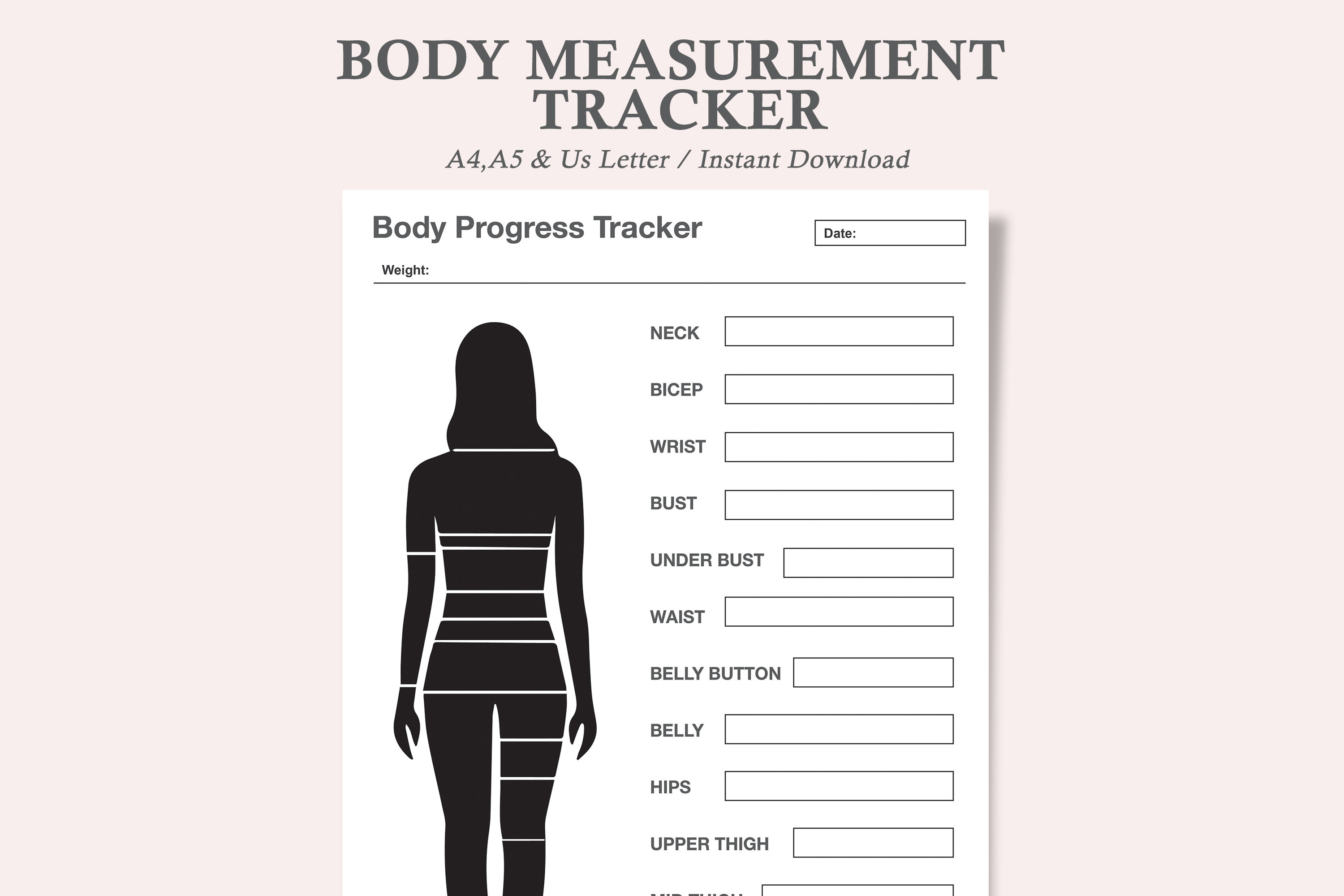Body Measurement Tracker,body Measurement Tracker Printable,body ...
