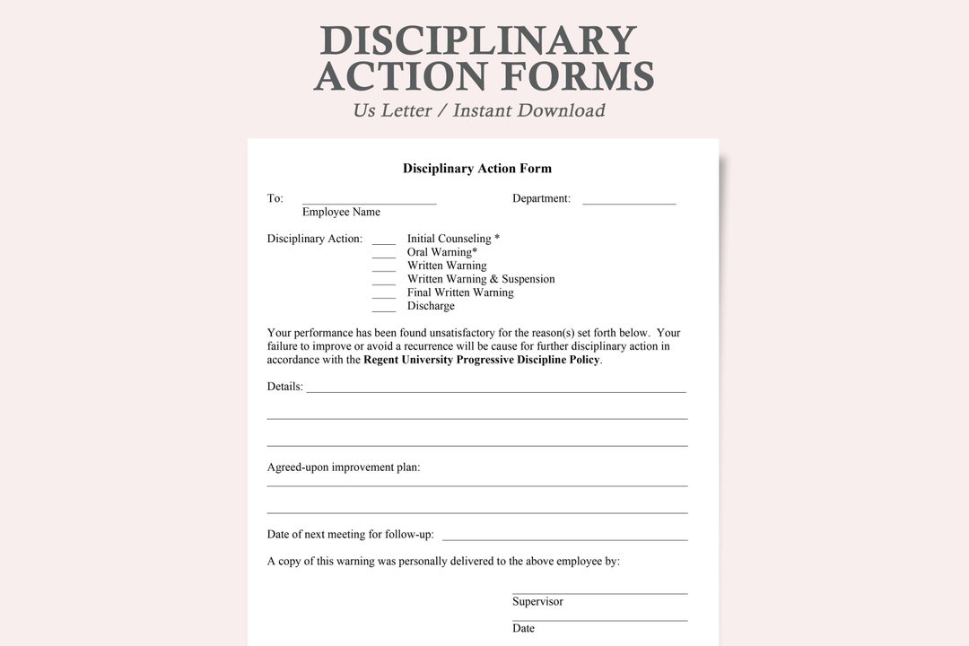 Disciplinary Action Forms,employee Discipline Form,employee Warning ...