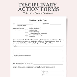 Disciplinary Action Forms,employee Discipline Form,employee Warning ...