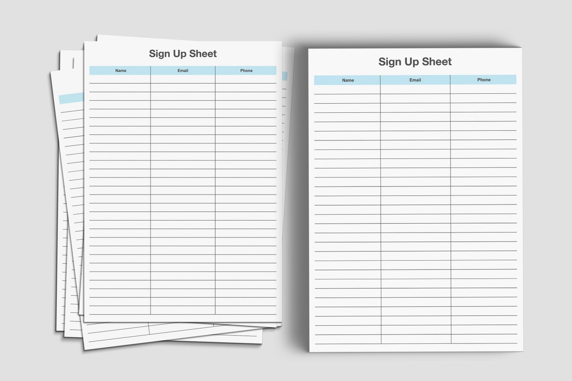 Sign up Sheet,sign up Sheet Template,sign up List Template,printable ...