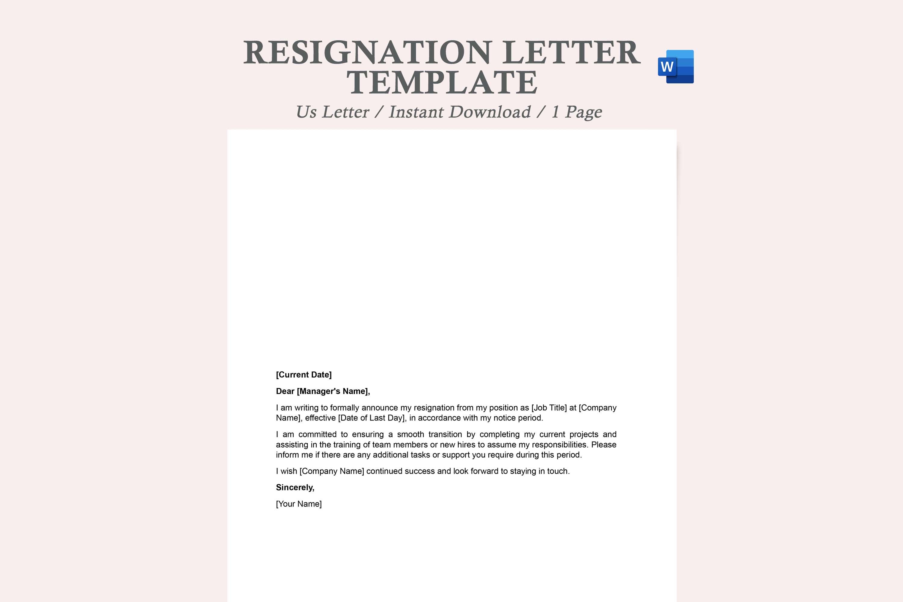 Resignation Letter Template,resign Letter Template,simple Resignation ...