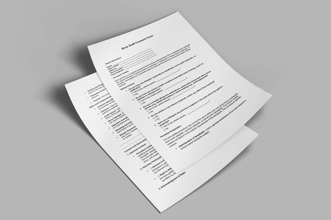 Bone Graft Consent Form,consent Form for Bone Graft,dental Bone Graft ...