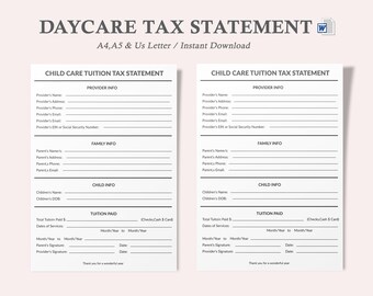 Childcare Tax Form - Etsy