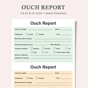 Ouch Reportdaycare Providerstarting a Daycareprintable - Etsy