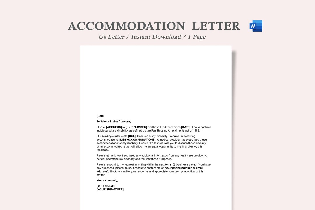 Accommodation Letter,accommodation Request Letter,accommodation Letter for Student,accommodation ...