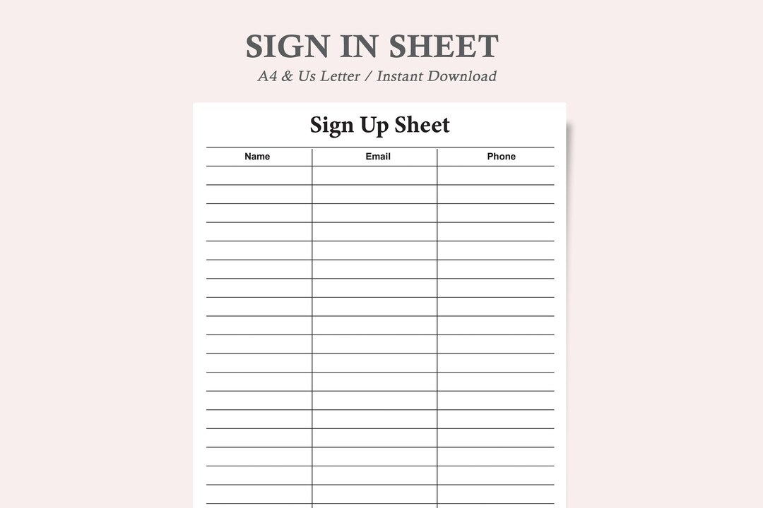 Sign in Sheet Template,sign up Sheet Template,sign up Sheet Template ...