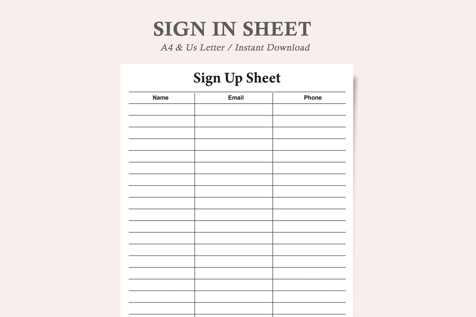 Sign up Sheet Template,sign up Sheet,sign up List Template,sign up ...