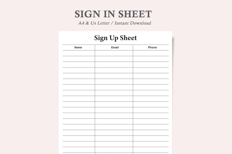 Sign up Sheet Template,sign up Sheet,sign up List Template,sign up ...