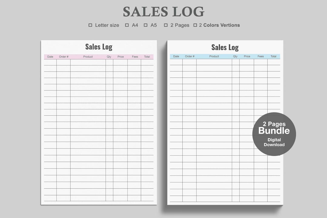 Daily Sales Log,daily Sales Tracker,printable Sales Log,sales Tracker ...