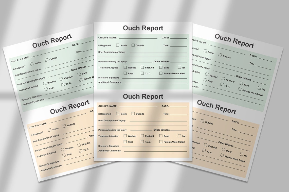 Ouch Reportdaycare Providerstarting a Daycareprintable - Etsy