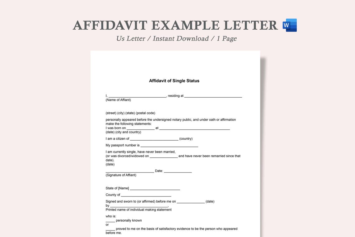 Affidavit Example Letter,affidavit Letter of Support Sample,character ...
