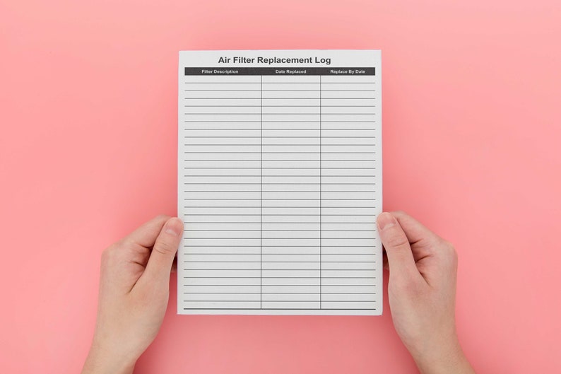 Filter Replacement Log,air Filter Log,air Filter Planner,ac Filter Log ...