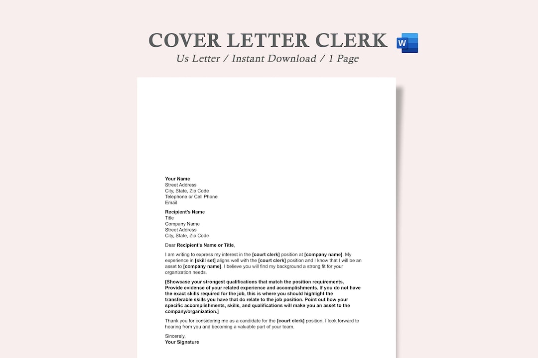 Cover Letter Clerk,application Letter for Court Clerk,clerk Position ...