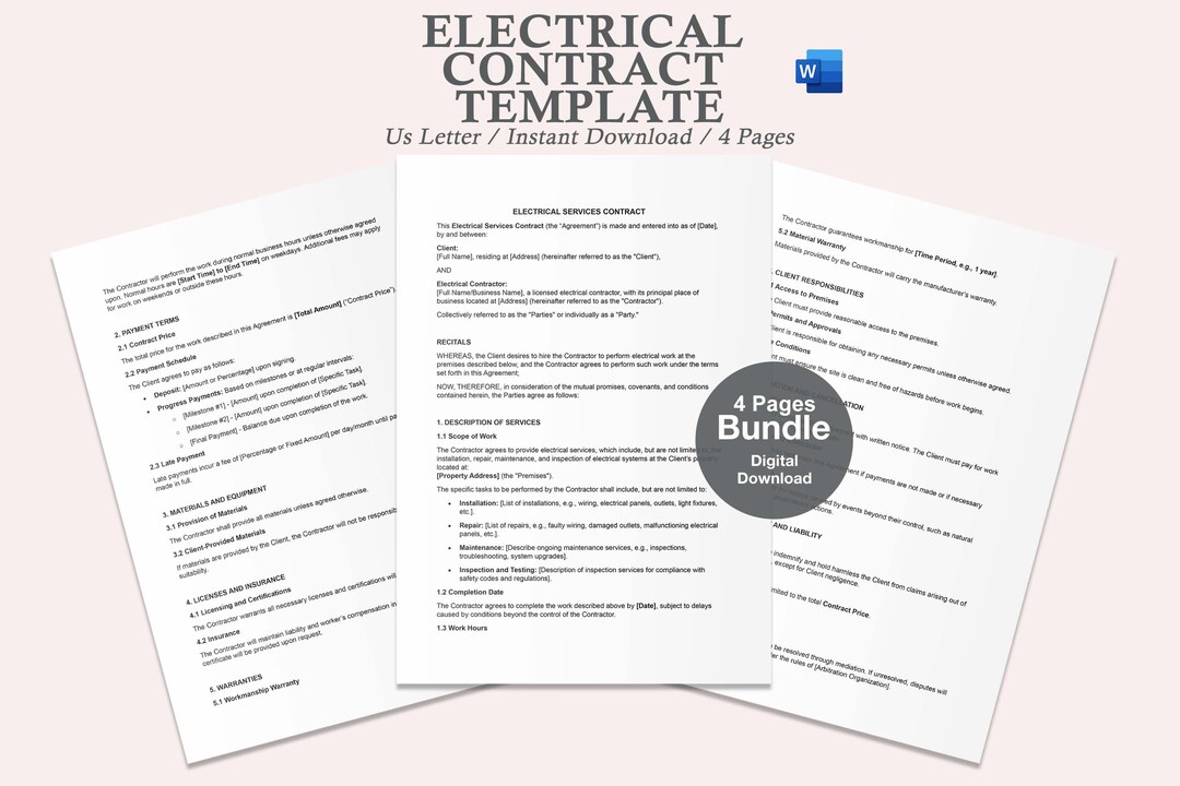 Electrical Contract Template,electrical Contracts,electrical Service ...
