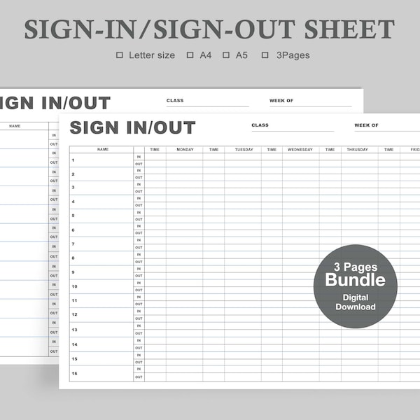 Key Log in Log Out Sheet - Etsy