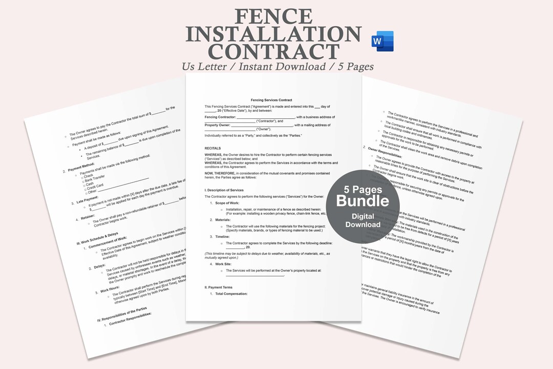 Fence Contract,fencing Contract,fencing Contract Template,fence Company ...