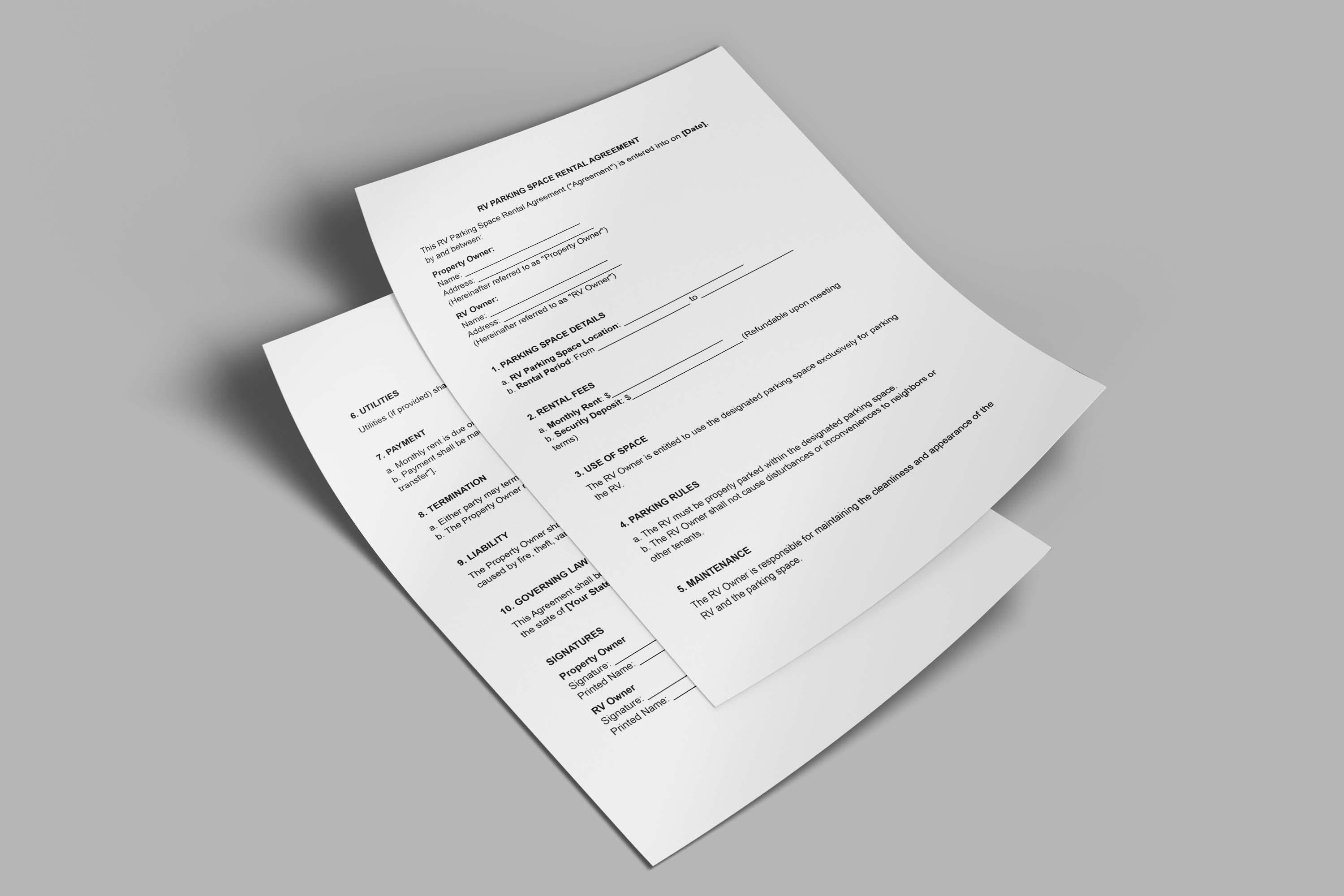 Rv Space Rental Agreement,rv Storage Rental Agreement Template,rv ...