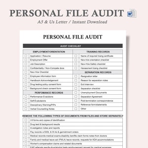 Hr Audit Checklist,hr Employee File Audit Checklist,human Resources ...
