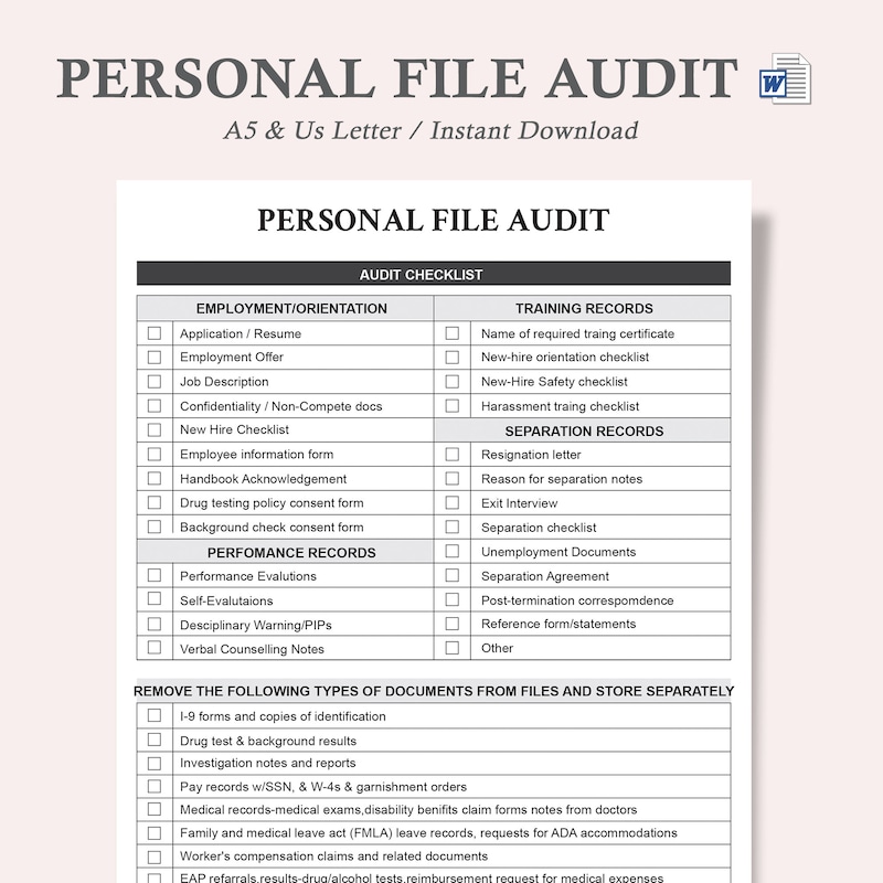 Employee File Checklist - Etsy
