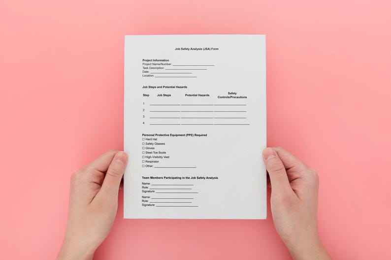 Job Safety Analysis Template,jsa Template Word,printable Jsa Form ...