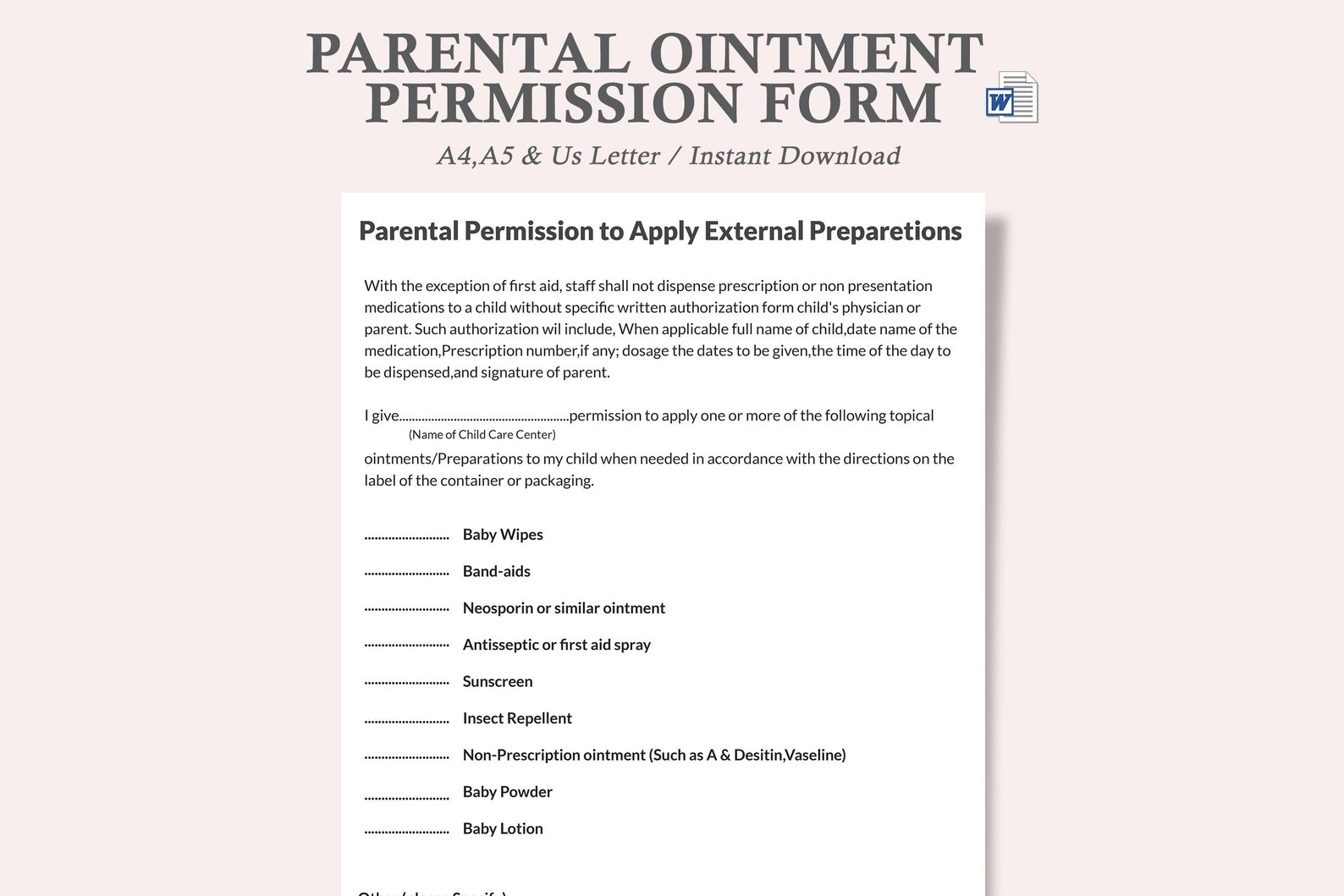 Parental Consent Form,parental Consent Letter,passport Parental Consent ...
