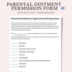 Parental Consent Form,parental Consent Letter,passport Parental Consent ...