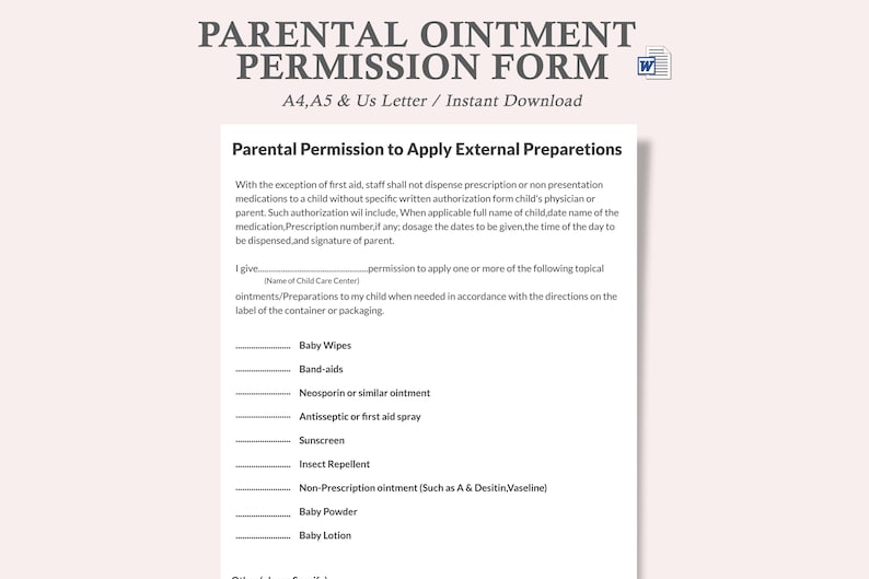 Parental Consent Form,parental Consent Letter,passport Parental Consent ...