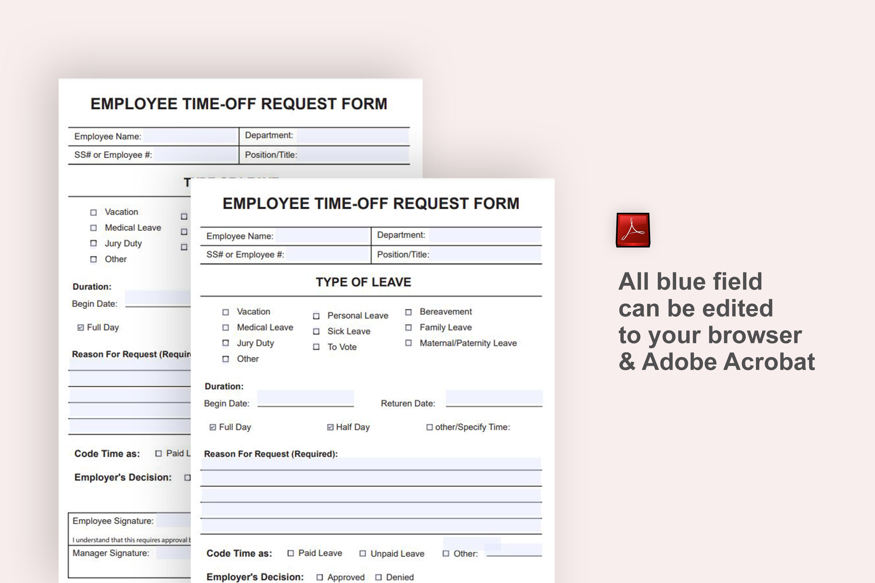 Time off Request Form,vacation Request Form,employee Time off Request ...