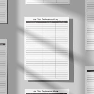 Filter Replacement Log,air Filter Log,air Filter Planner,ac Filter Log ...