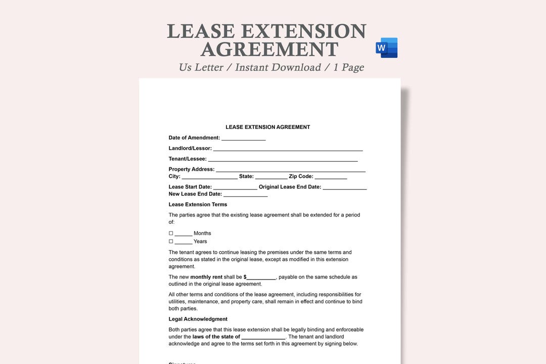 Extension of Lease Contract,lease Extension Agreement Pdf,lease ...