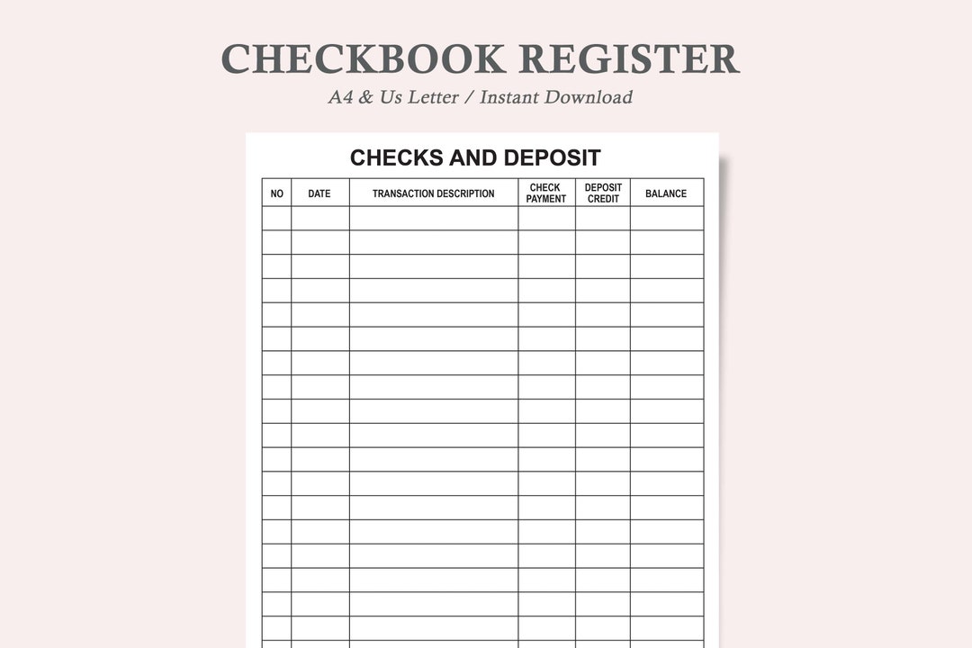 Checkbook Register,transaction Register for Checkbook,checkbook ...