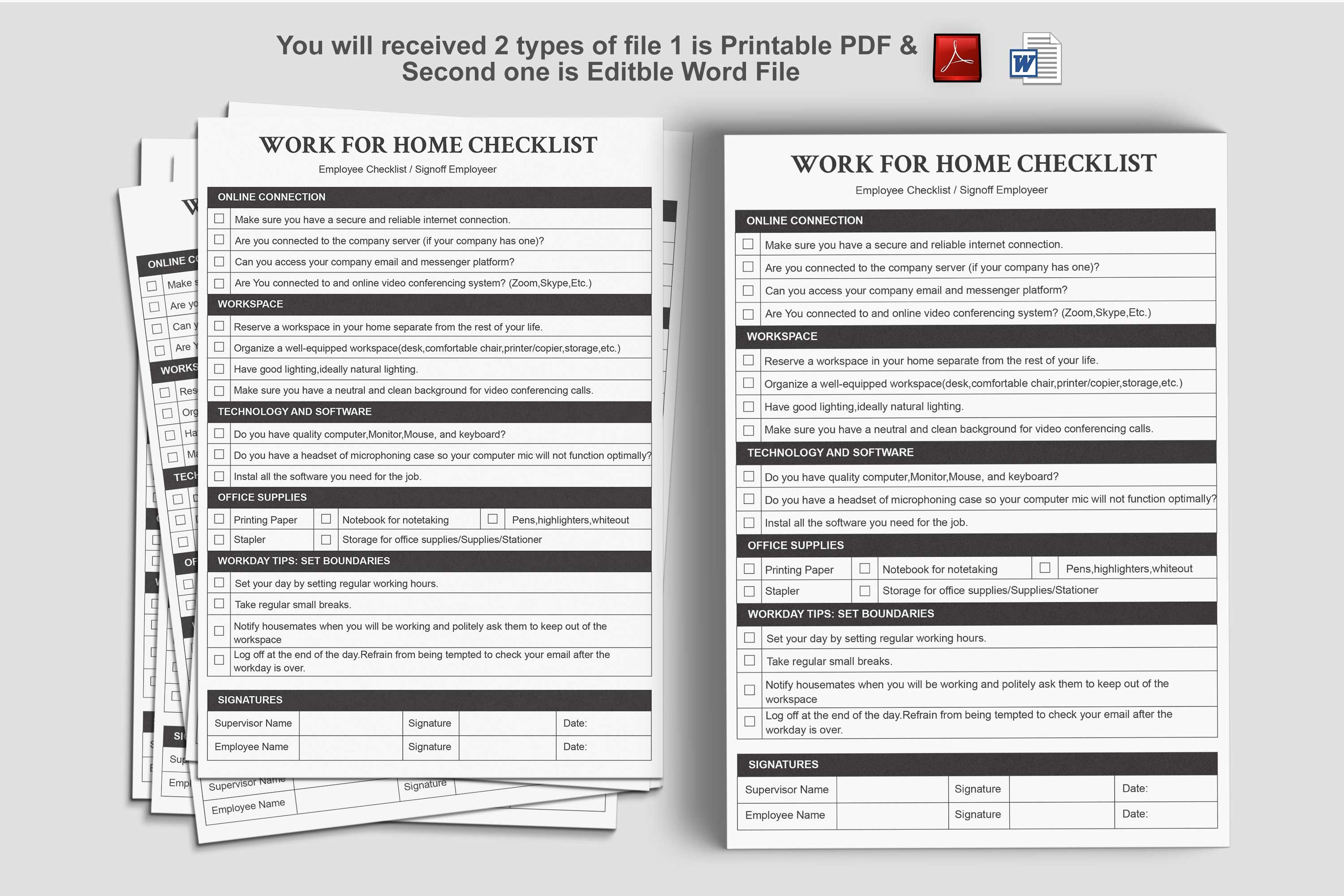 Work From Home Checklist,working From Home Safety Checklist,remote ...