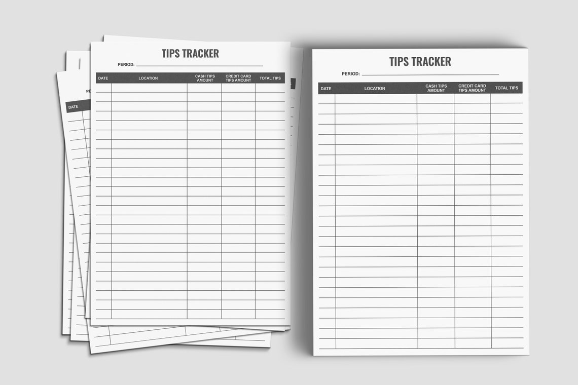 Tips Tracker,tips Income Tracker,waiter Tip Tracker,a4 and A5 Planner ...