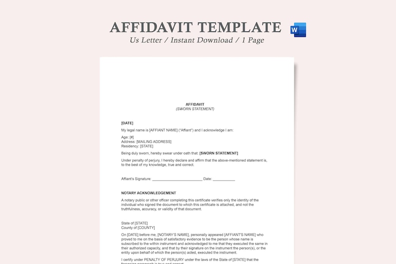 Affidavit Template,sample Affidavit Letter,example of Letter of ...