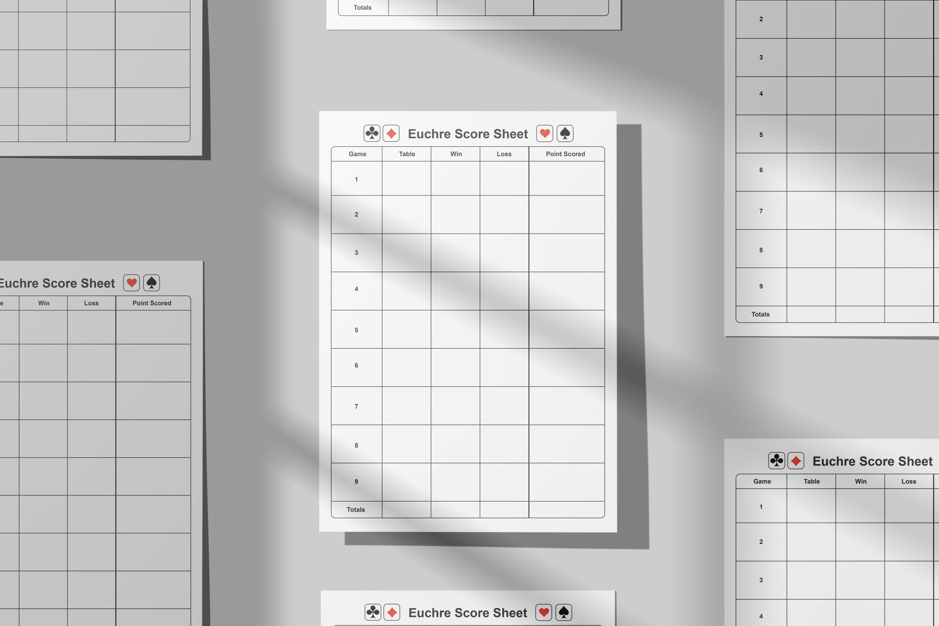Euchre Score Sheet,euchre Score Cards Printable,euchre Tournament Score ...