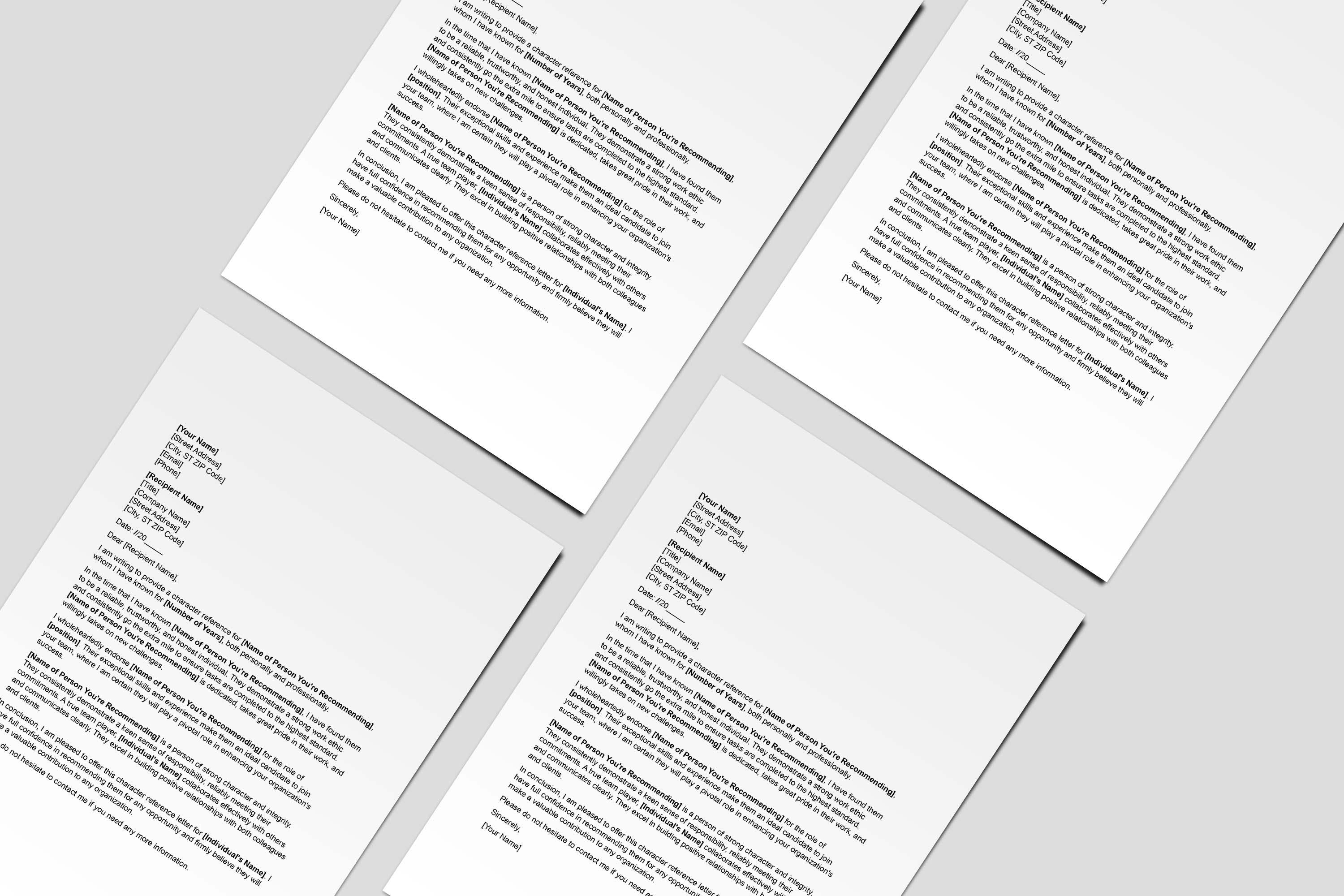 Character Reference Letter,character Reference Template,personal ...